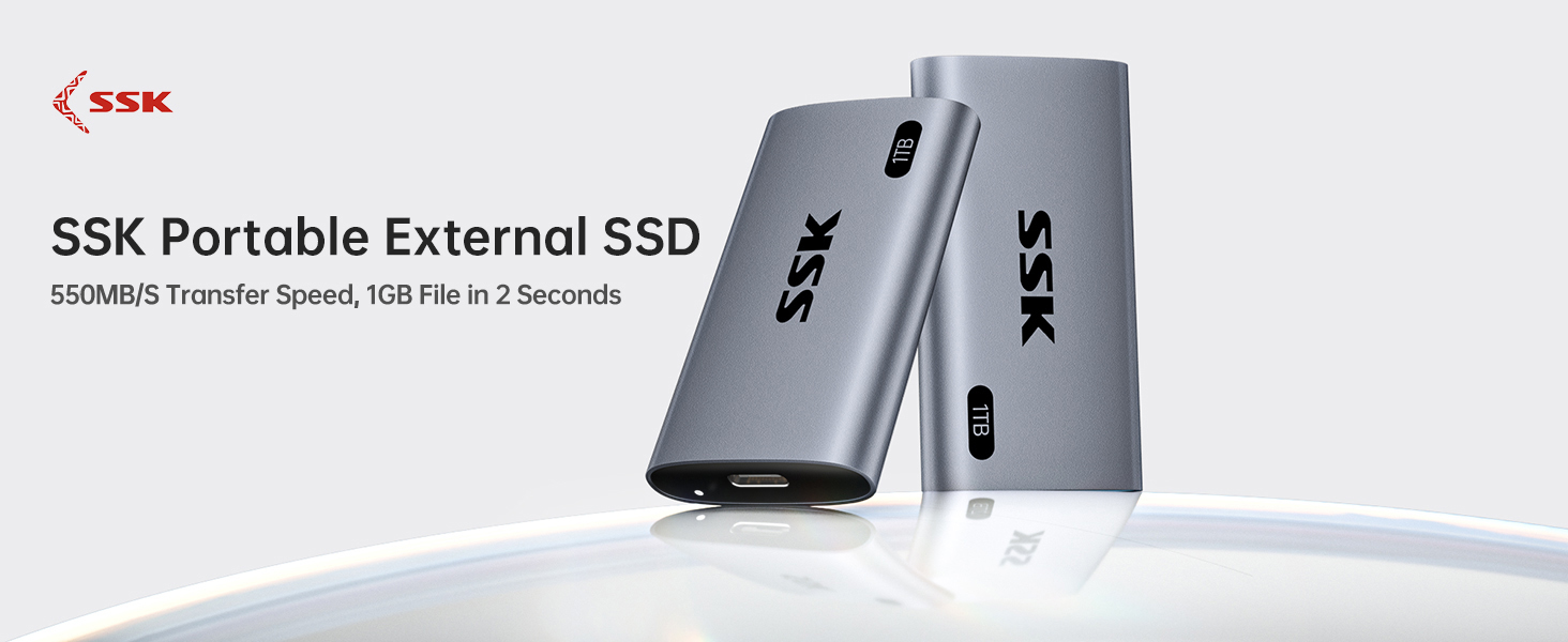 SSK Ultra Portable External SSD Storage Type C Gen 2 USB C (550Mb/s ...