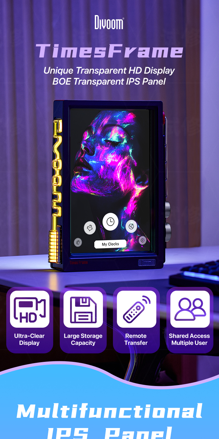 DIVOOM TIMES FRAME Unique Transparent HD Display Smart Frame - BLACK ...