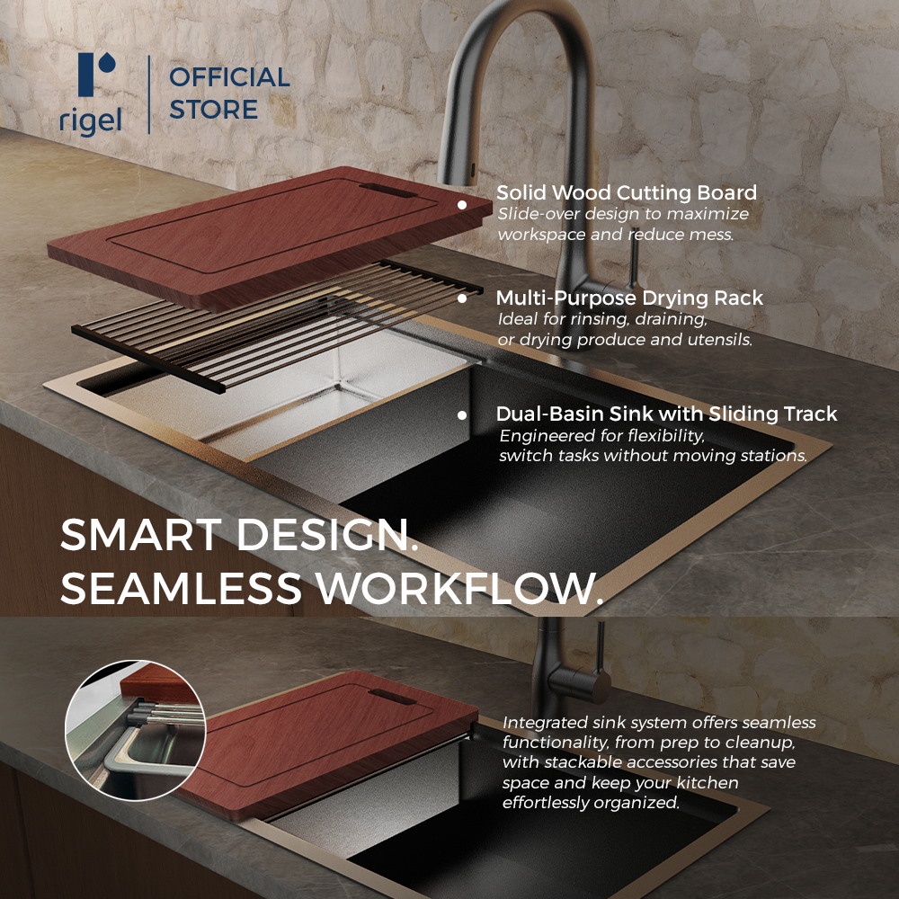 [P.O] RIGEL Scratch Resistance Kitchen sink SNK6545SB-LINEN-250depth | Shopee Malaysia