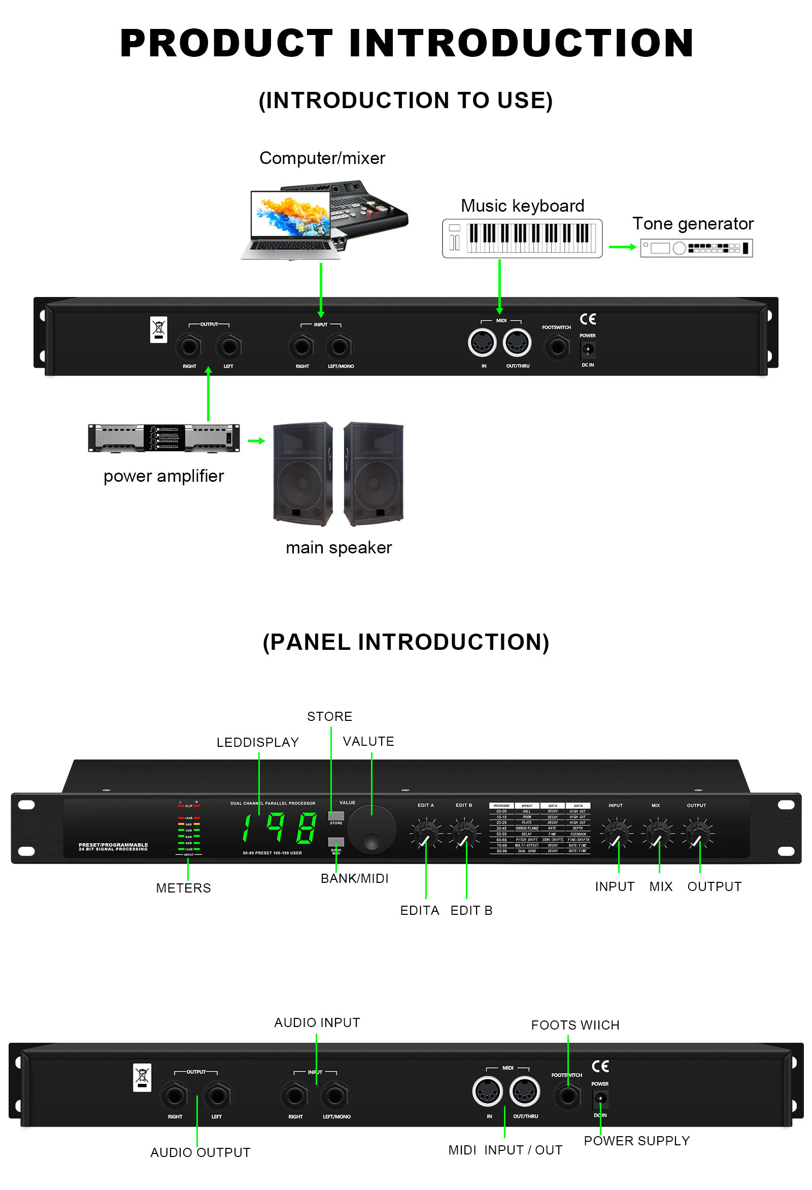 Professional Digital Reverb and Multi Effects 199 DSP Processor Audio ...
