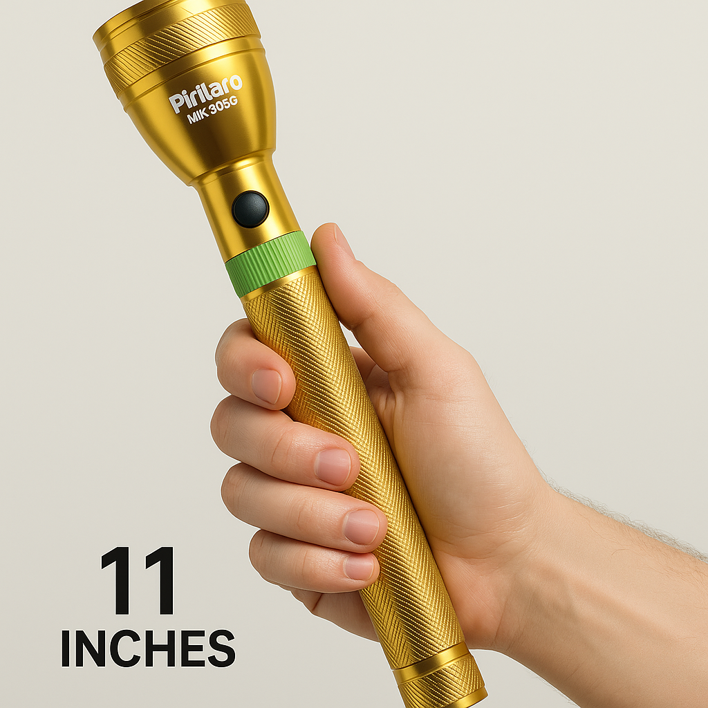 🔦 11” Rechargeable Gold Torchlight PirZaro Ultra Bright Japan LED Heavy ...