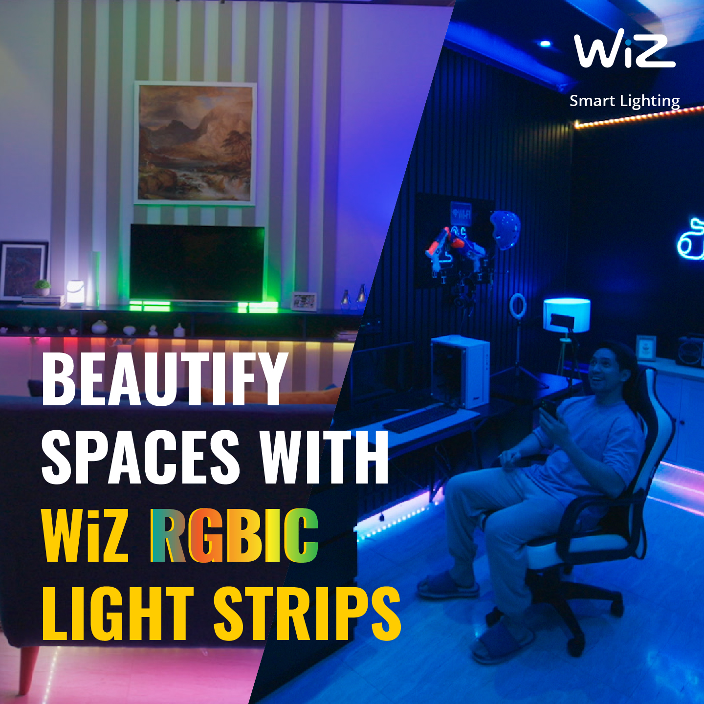 WiZ 11W 800LM 1M EXTENSION TUNABLE WHITE 2200K to 6500K + RGB SMART LED ...