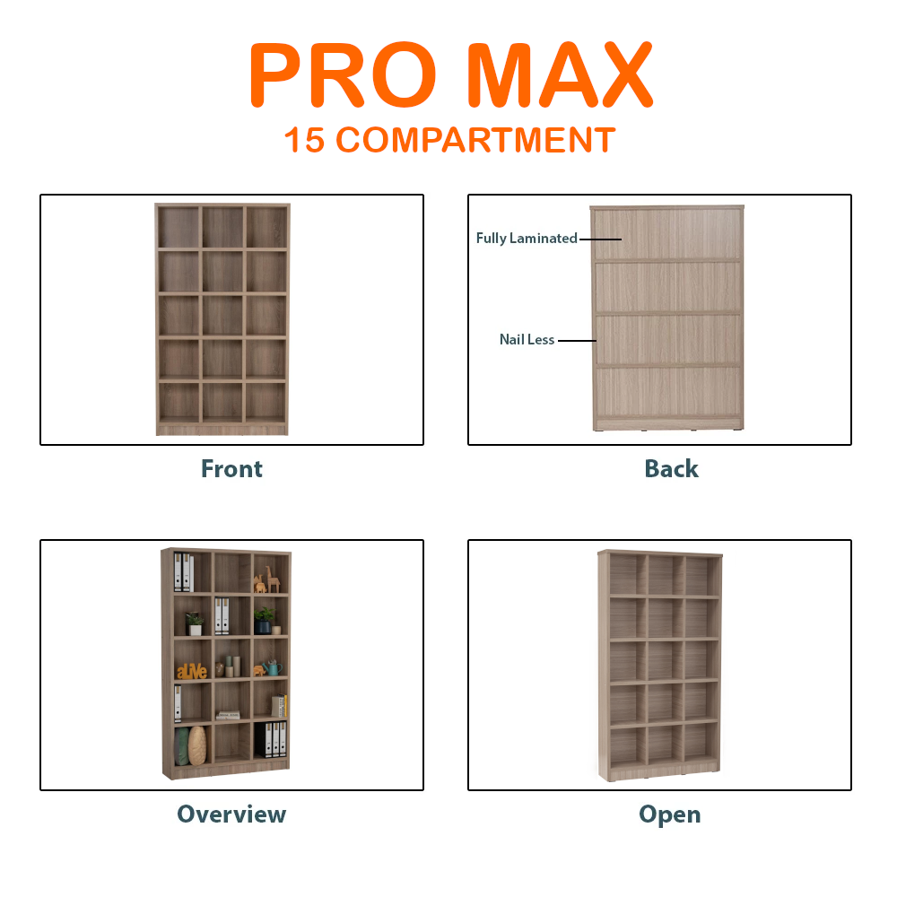 [OneHome] Shelf Cabinet Cupboard 12/15 Compartment Wood Open Rack File ...