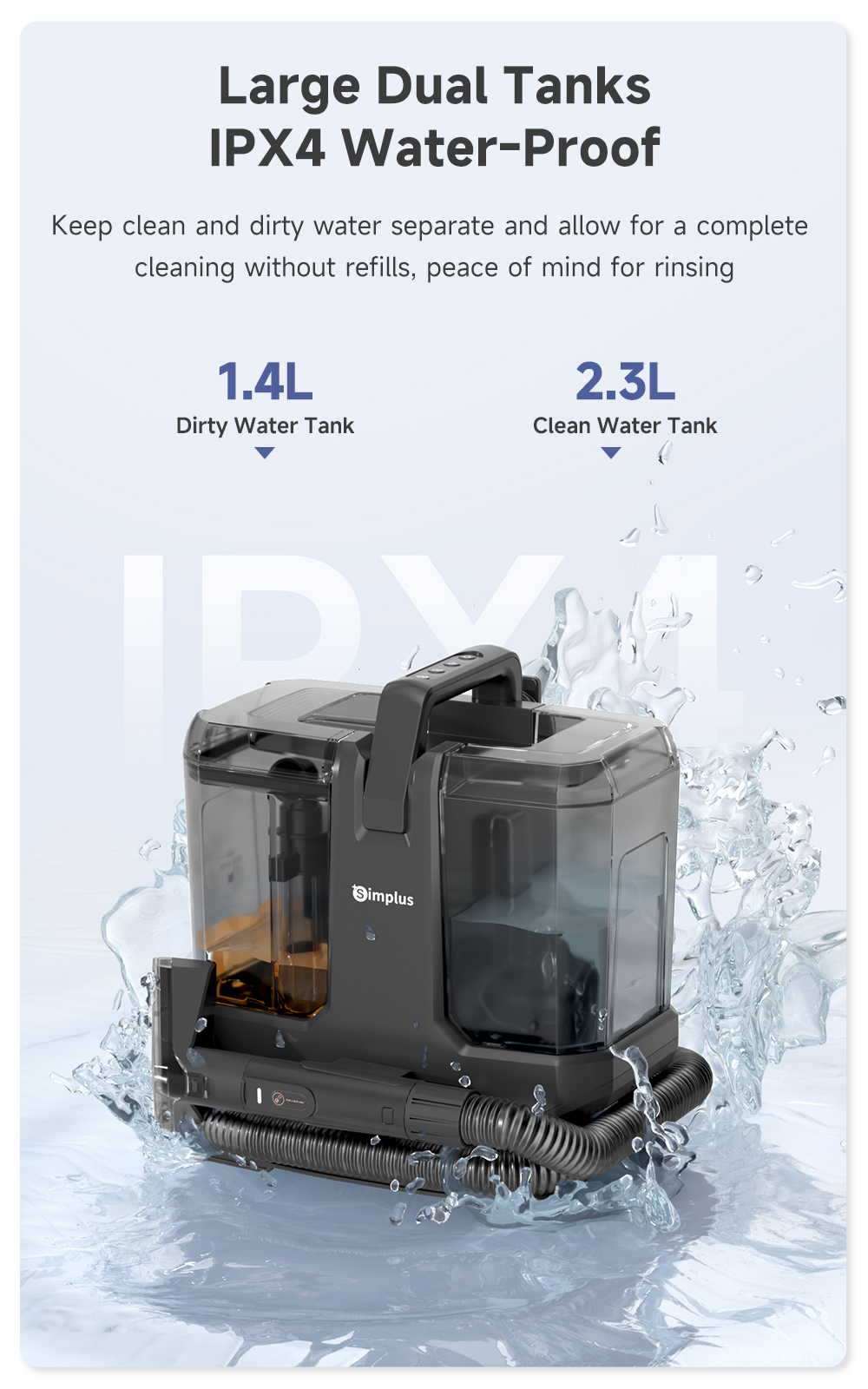 Simplus Spot&Fabric Cleaner | 110°C High-Temp Steam | 70°C Hot Water ...