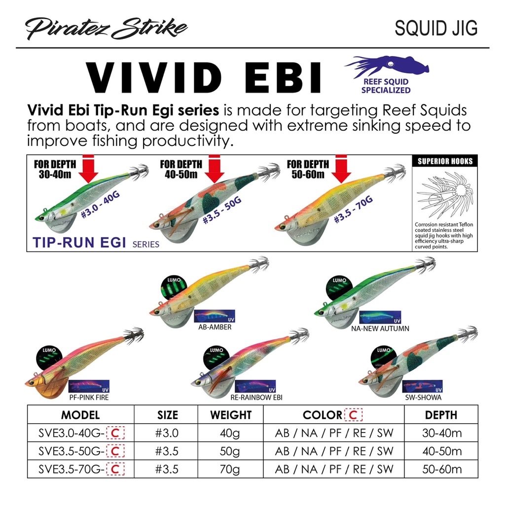 2025 PIRATEZ STRIKE STAGE VIVID EBI SQUID JIG SHORECAST TIP-RUN EGI CANDAT SOTONG BOAT EGING ...