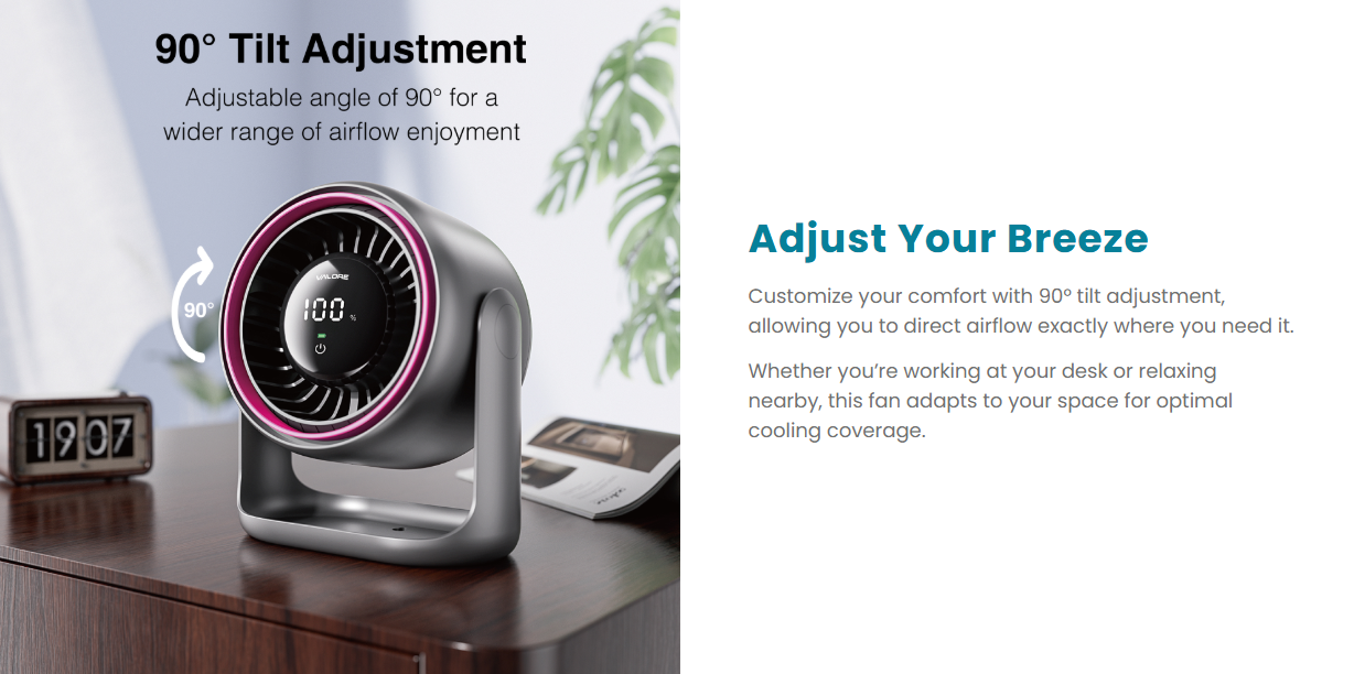 Valore FA-015 Desktop Circulation Fan Adjustable Fan Speed Ultra Silent ...