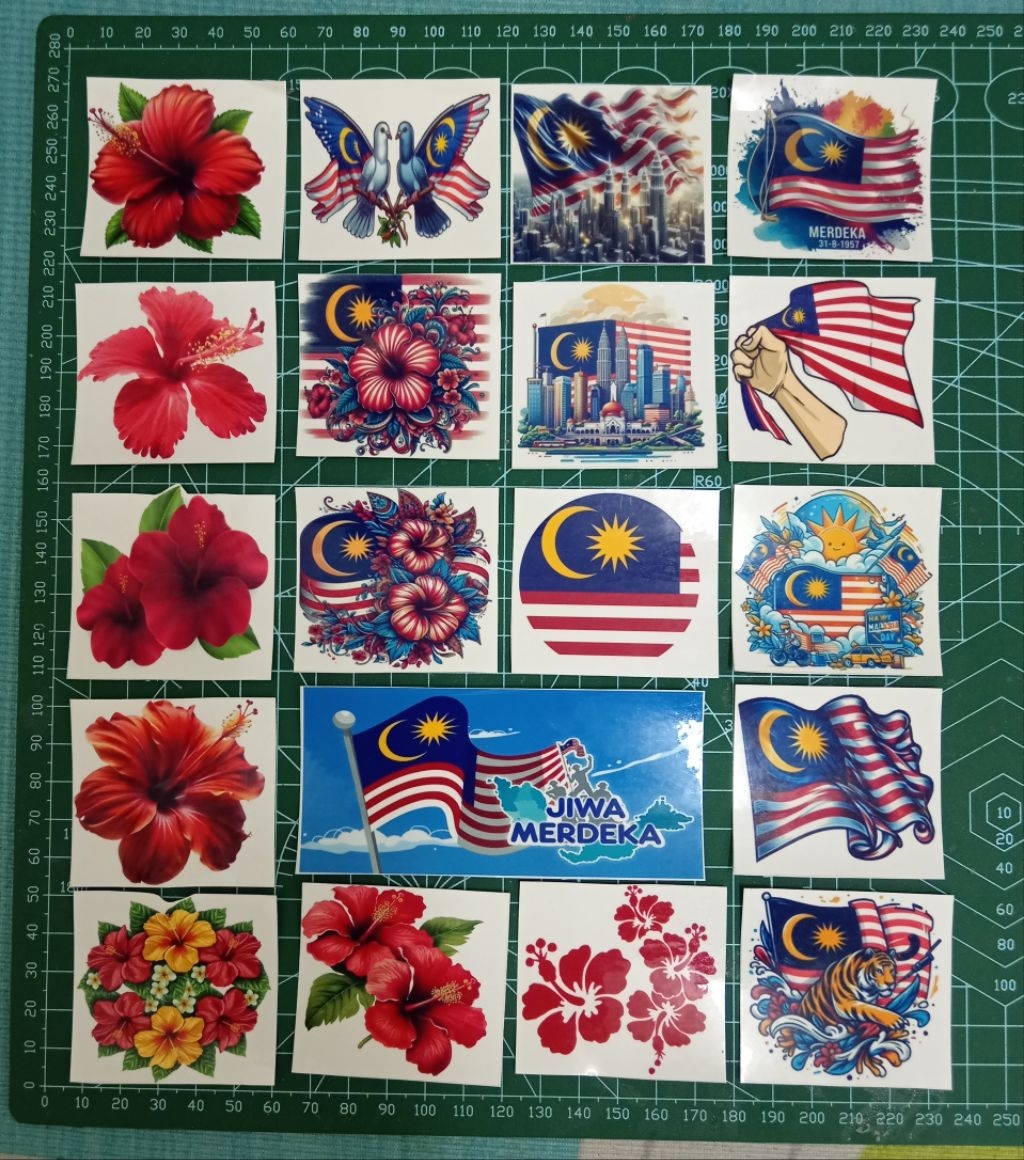 Sticker Bunga Raya, Sticker Pemandangan Bendera Malaysia, Icon ...