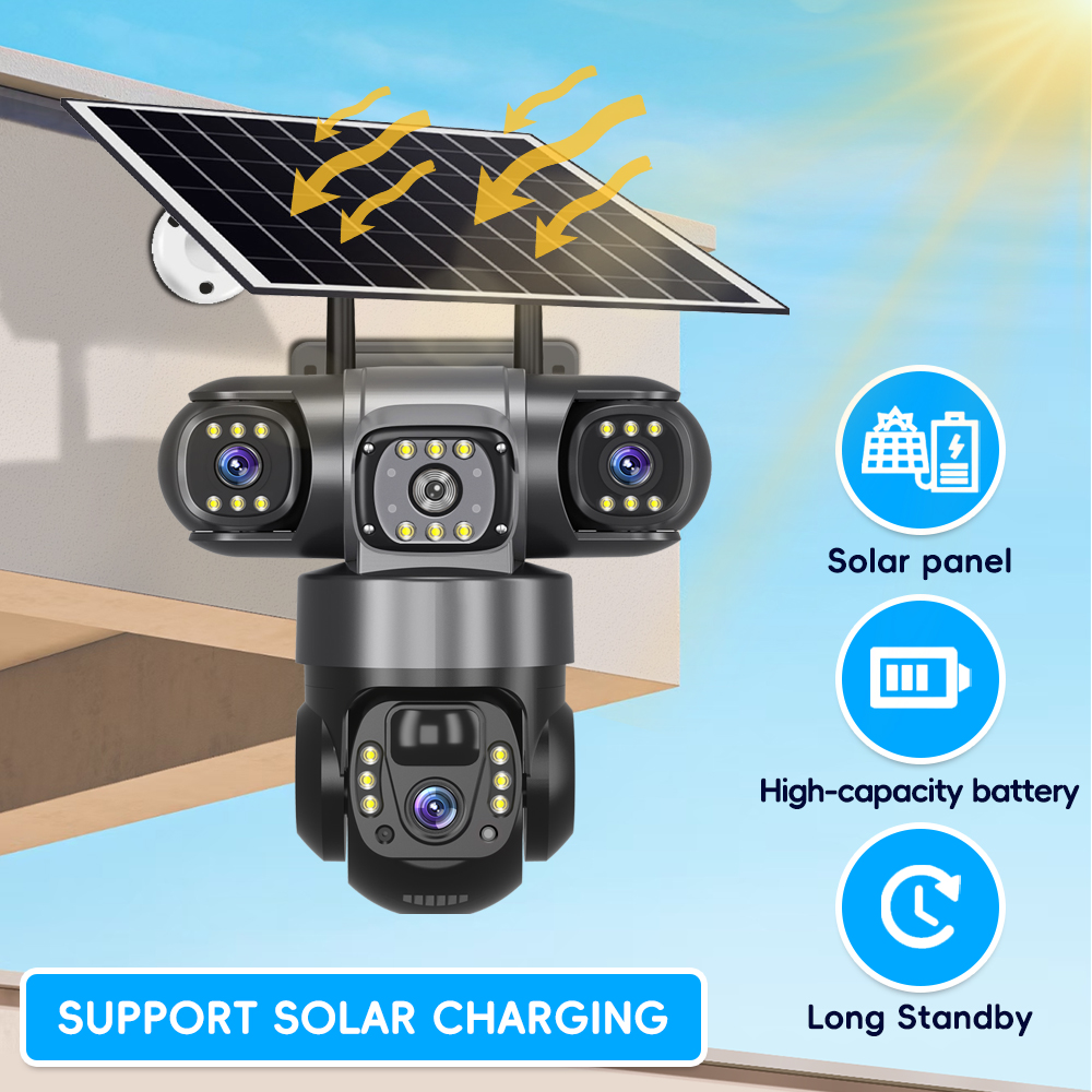 V380 Pro Three Screen CCTV Solar Outdoor IP66 Waterproof VTS28 Wireless ...