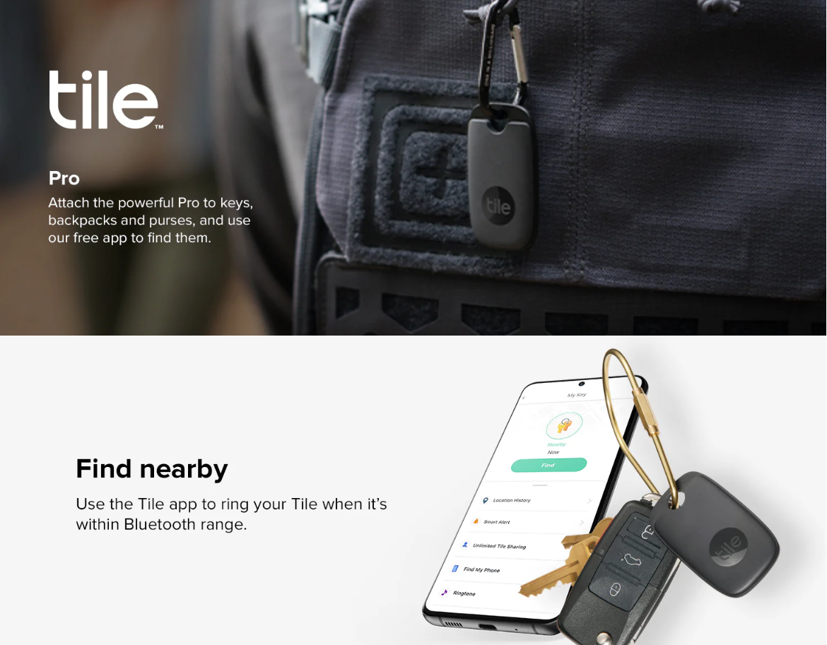 Tile Pro (2022) Powerful Bluetooth Tracker, Keys Finder and Item ...
