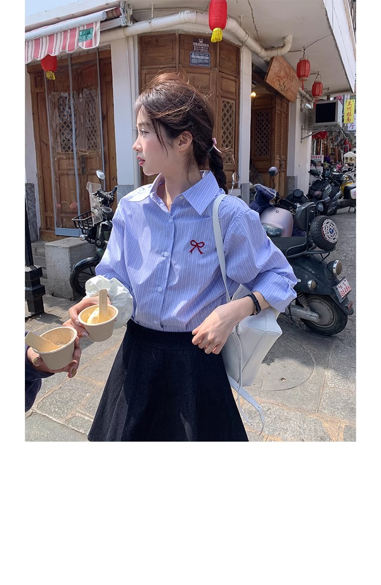 [Ready Stock In Malaysia] Blouse Women Baju Kemeja Perempuan Striped ...