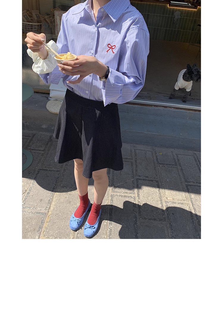 [Ready Stock In Malaysia] Blouse Women Baju Kemeja Perempuan Striped ...