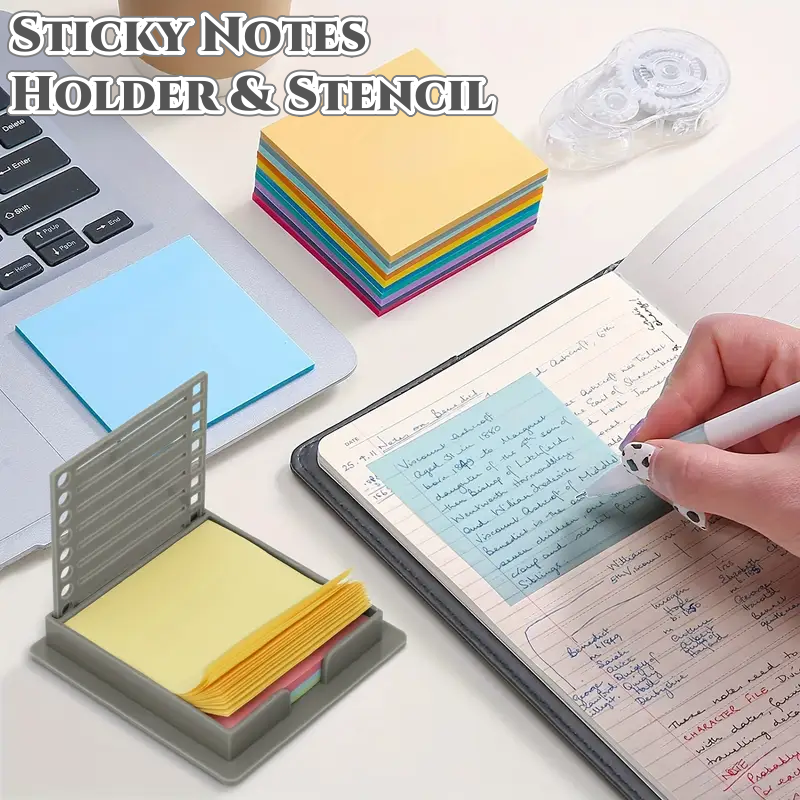 INS Simplicity 2-in-1 Sticky Notes Holder & Stencil Template To-do List ...