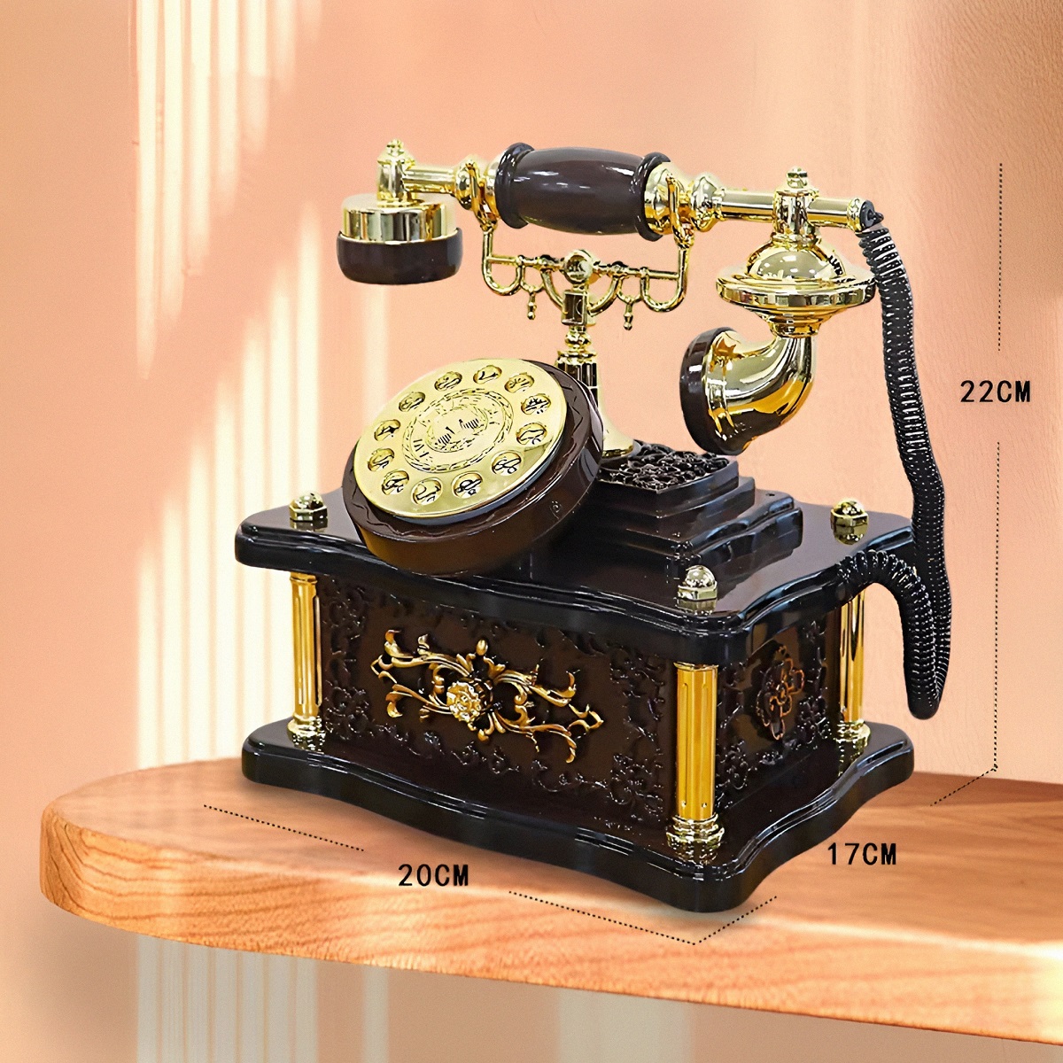 Classical Dial Telephone Music Box Kotak Muzik Telefon Antik Hiasan ...