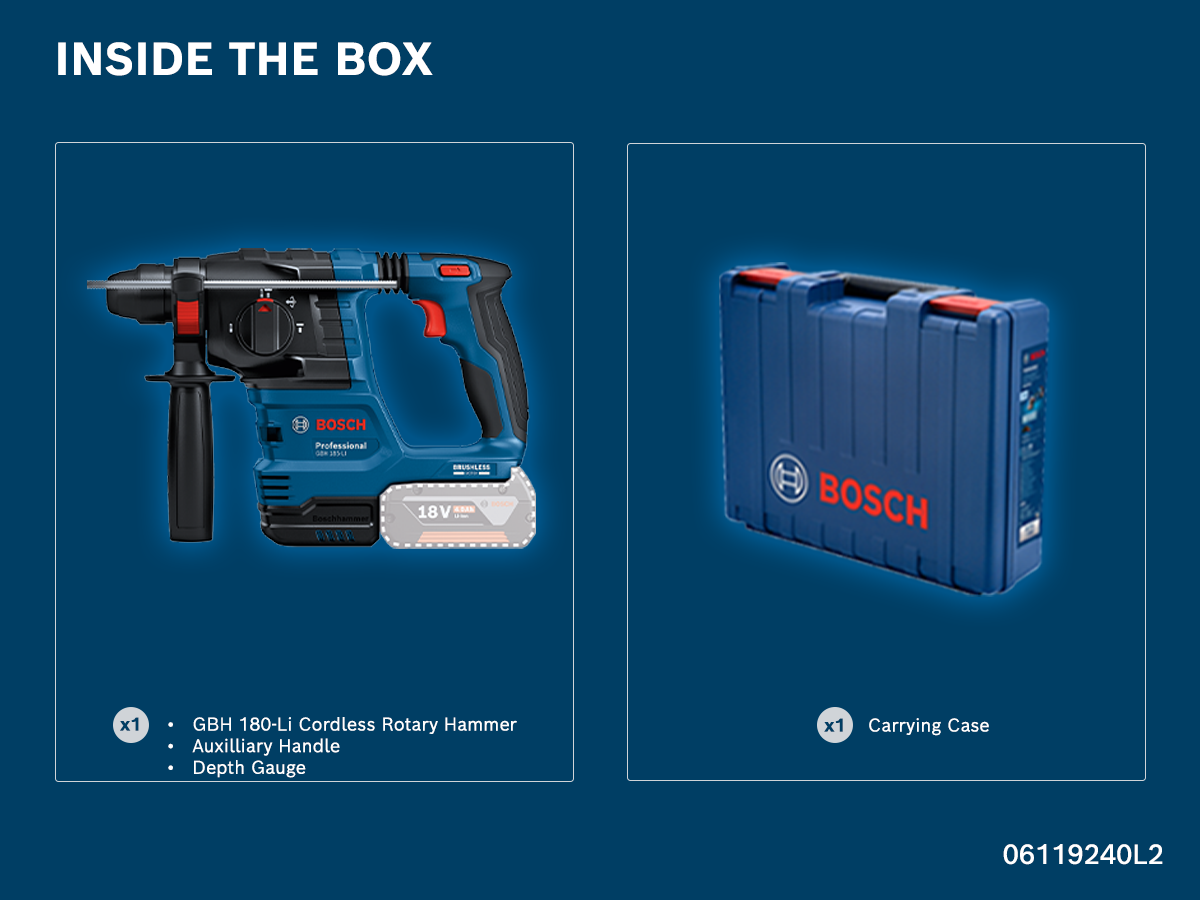 BOSCH GBH 185-LI Professional Cordless Rotary Hammer With 1 Battery ...