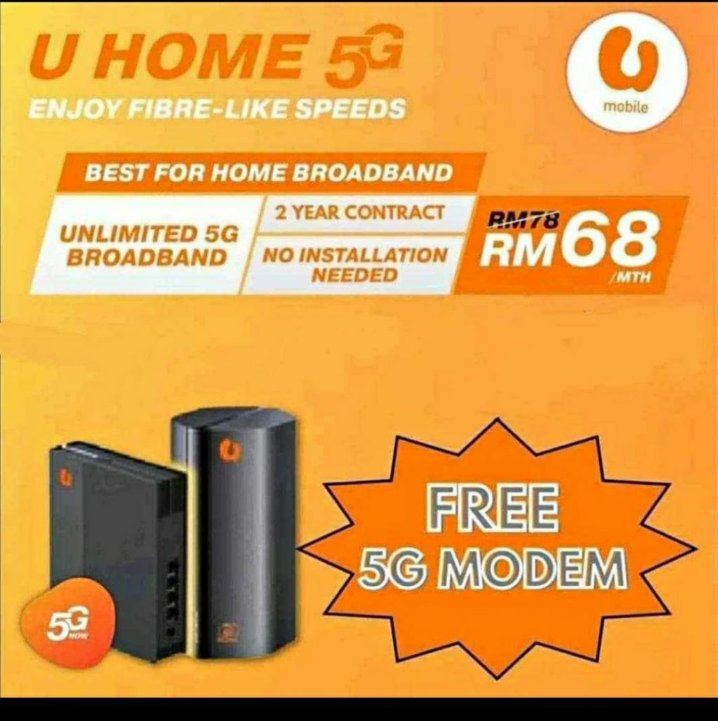 UMOBILE - U HOME 5G FREE ROUTER- RM68/Mth-no register no Router ...