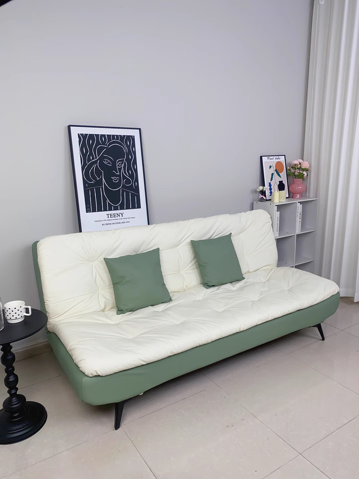 Sofa Bed Foldable 2 in 1 Sofa Katil Lipat Creamy Style Cat Claw Leather ...
