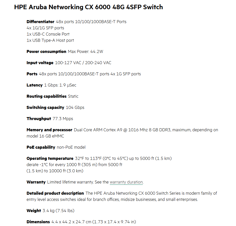 R8N86A - HPE Aruba CX 6000 Series 48G 4SFP Switchess | Shopee Malaysia