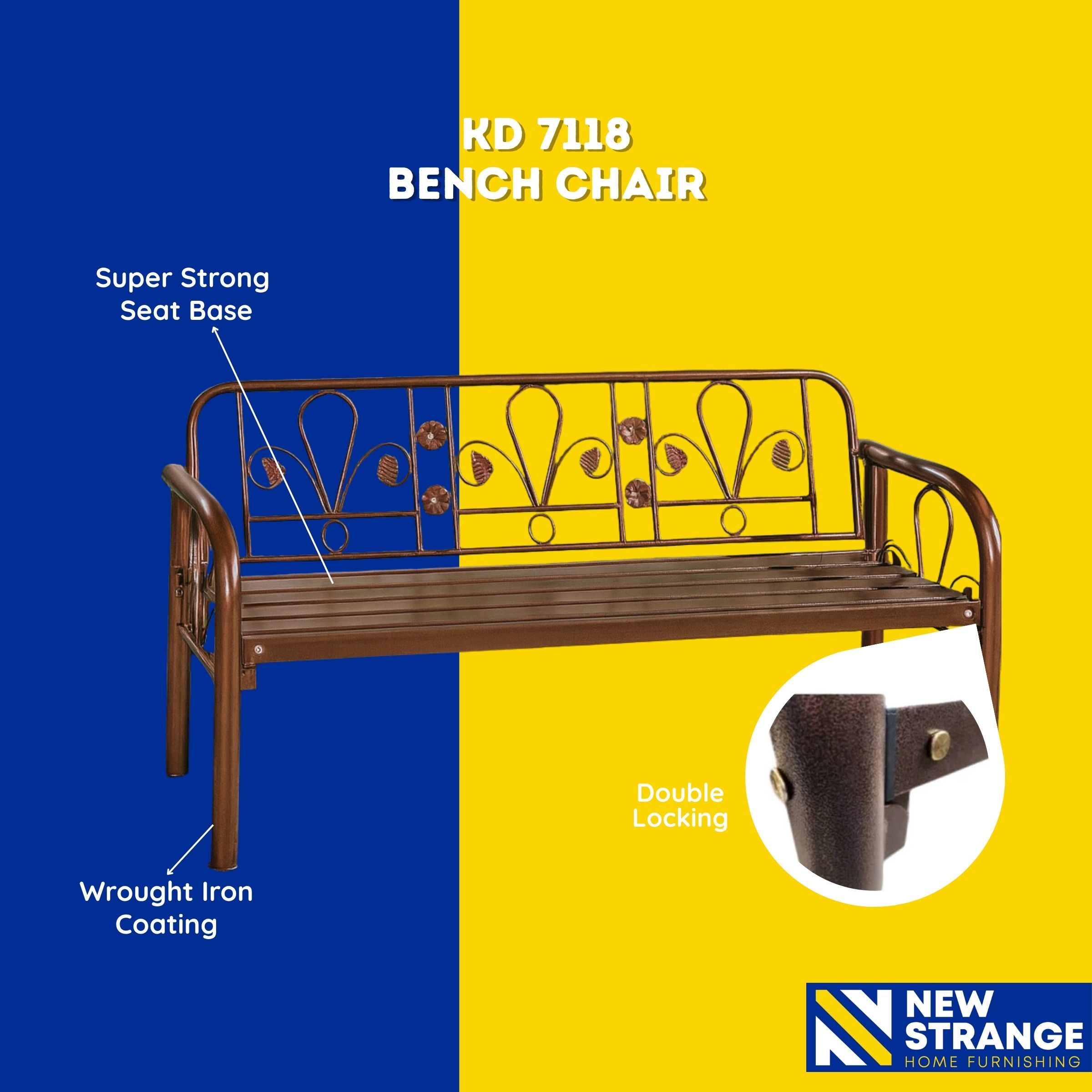 Outdoor Metal Bench Chair | Garden Bench Chair | Outdoor Chair | Kerusi ...