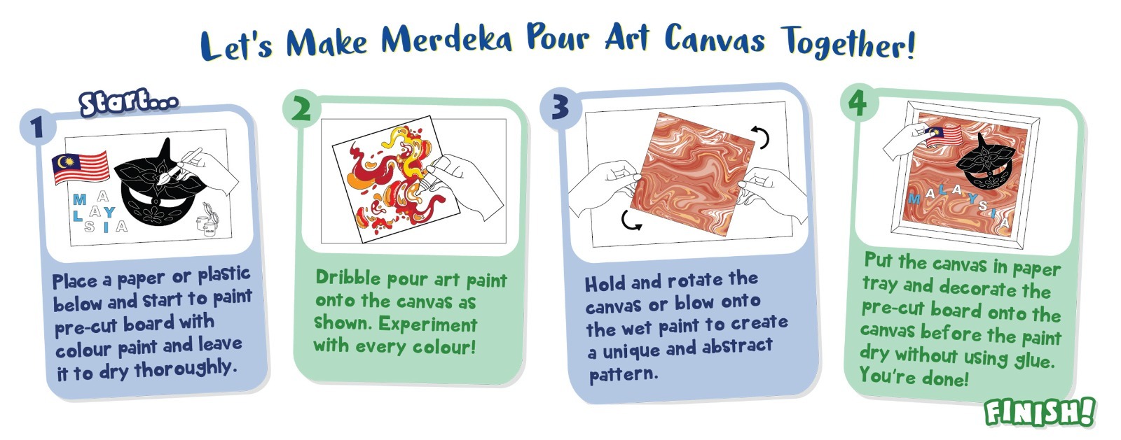 Merdeka Pour Art Canvas Painting Kit - Malaysia Day / Merdeka Day ...