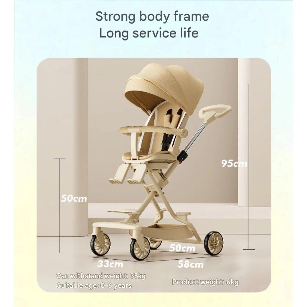 2 Way Reclining Baby Stroller Foldable Can sit or lie down Magic Trolley 360° Putaran | Shopee ...