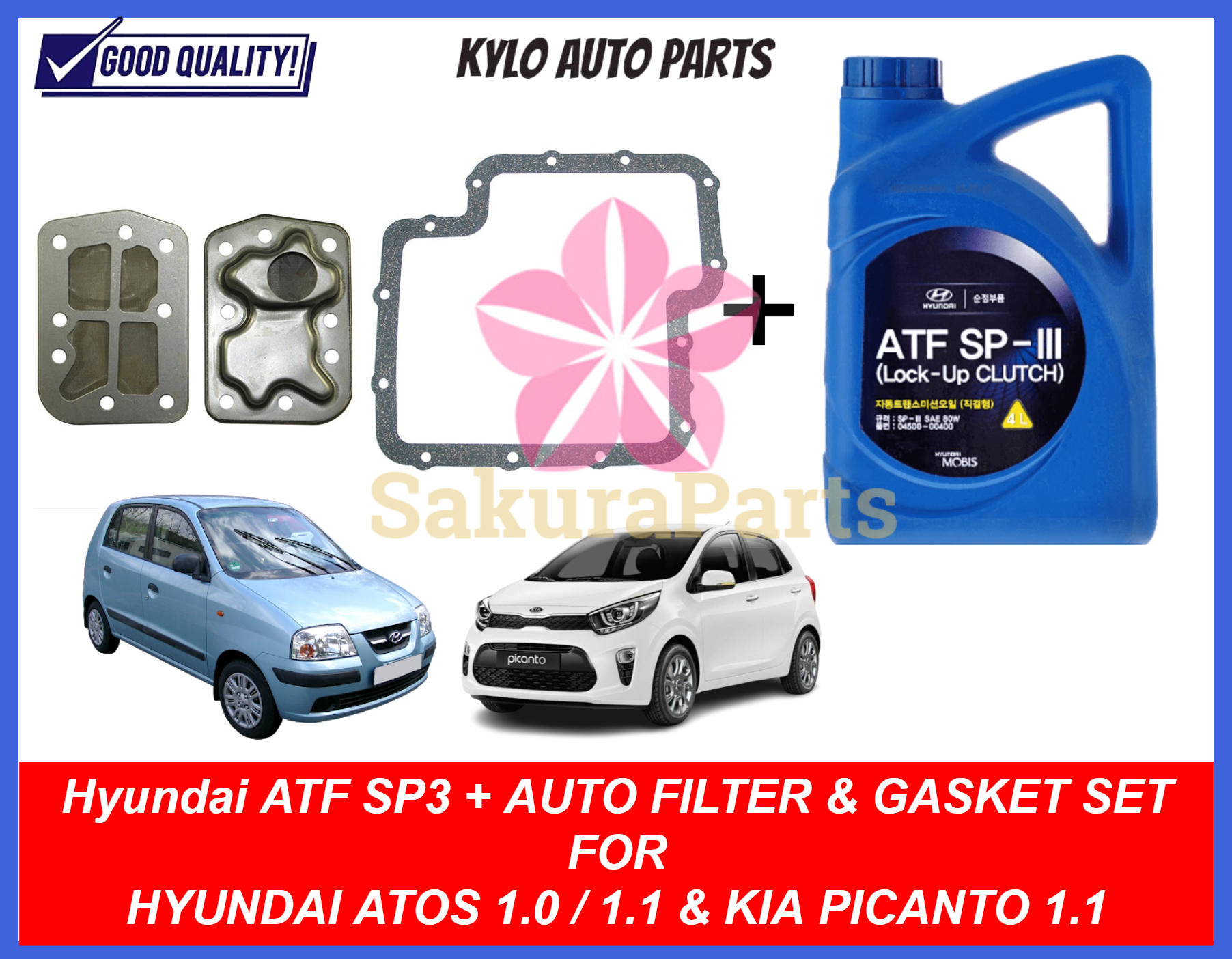 Hyundai ATF SP3 4Liter + AUTO FILTER SERVICE SET for Hyundai Atos 1.0 1 ...