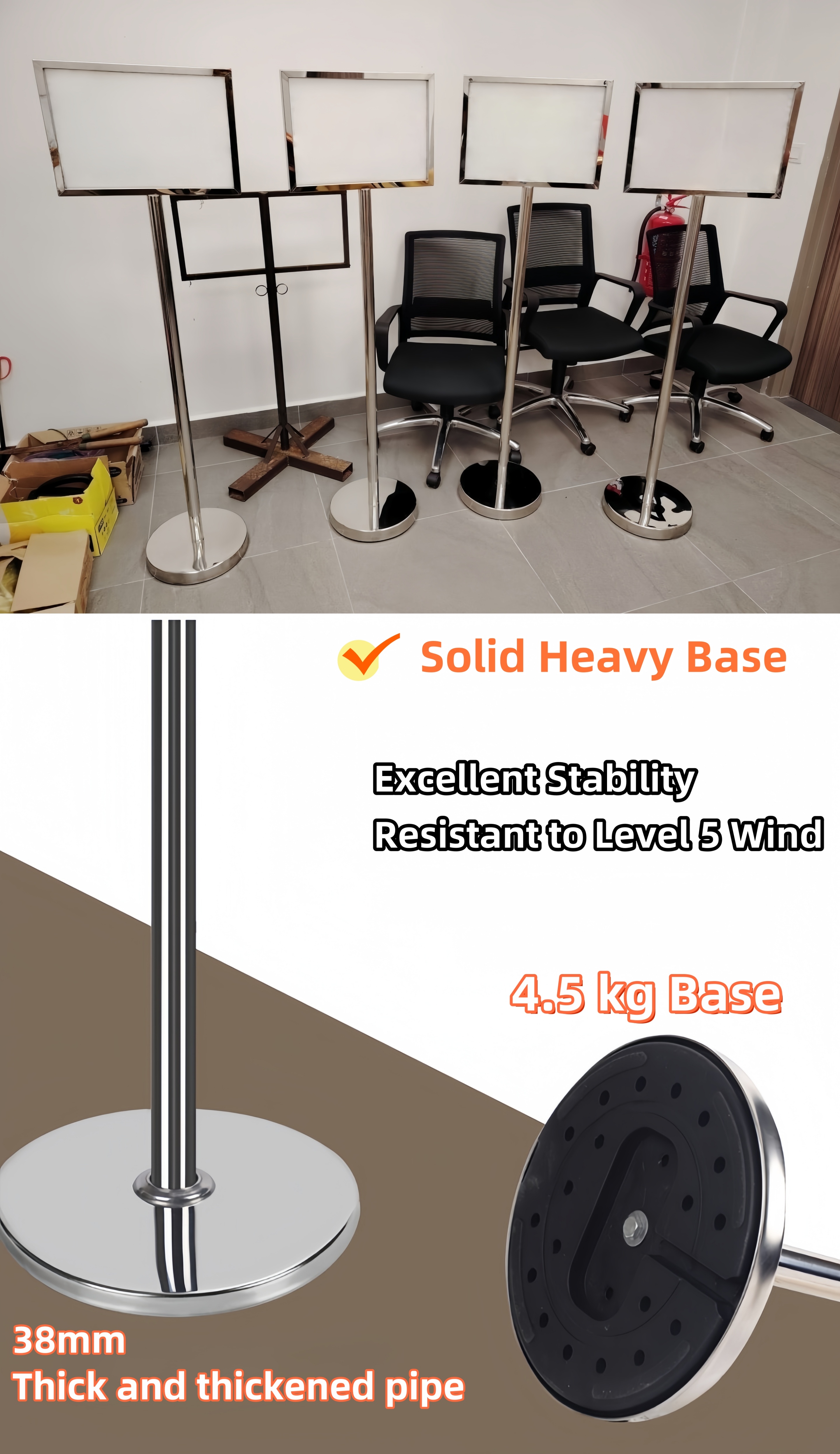 Sign Board Stand Heavy Duty Stainless Steel A4 A3 Weighted Base Outdoor ...