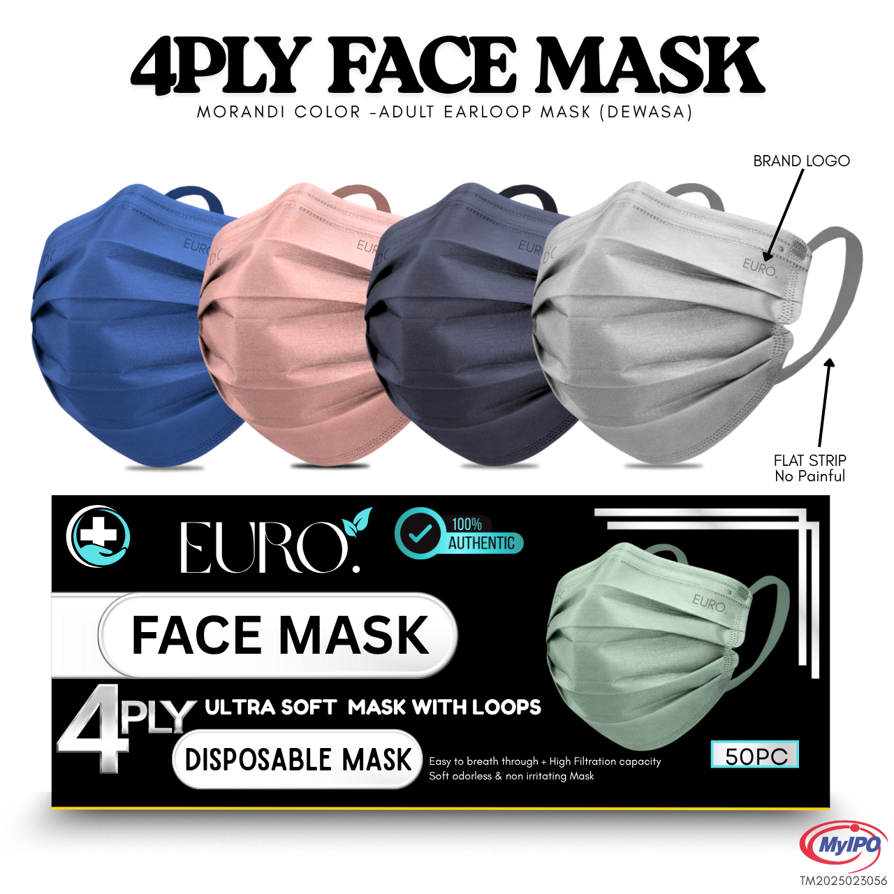 EURO 4PLY | PREMIUM Face Mask BFE 98% Premium Non Medical Face Mask ...