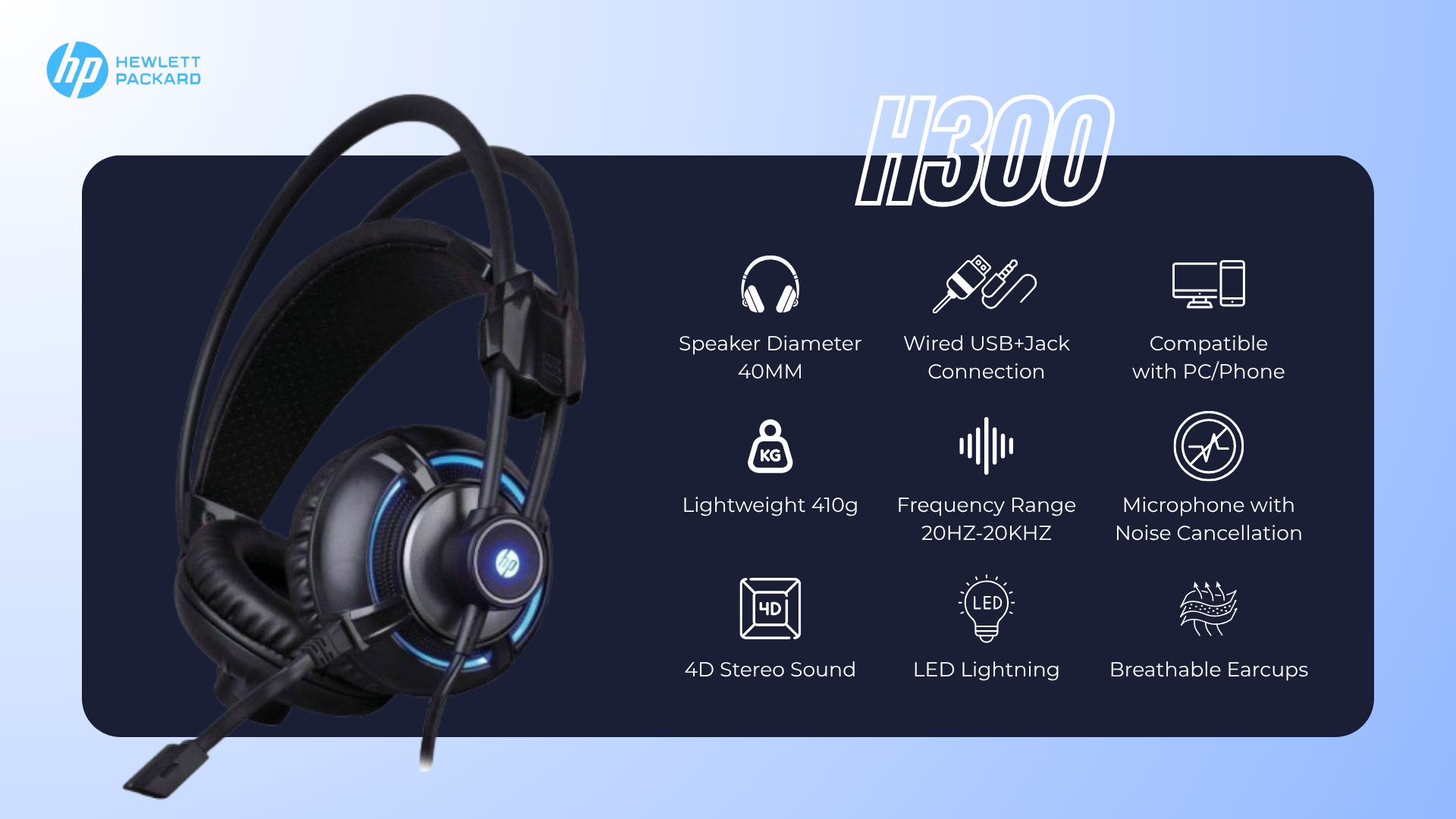 HP H320/H320GS/H300/H500/H500GS GAMING HEADSET WITH MIC STEREO GAMER ...