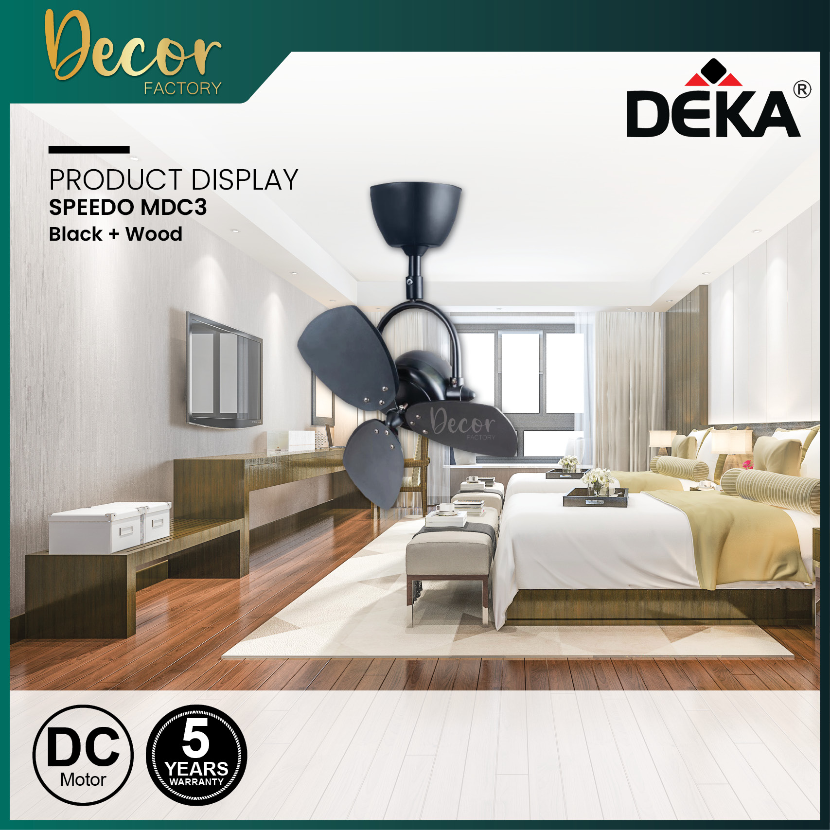 DEKA Fan DEKA SPEEDO MDC3 16" 3 Blades 7 Speed DC Motor Remote Control ...