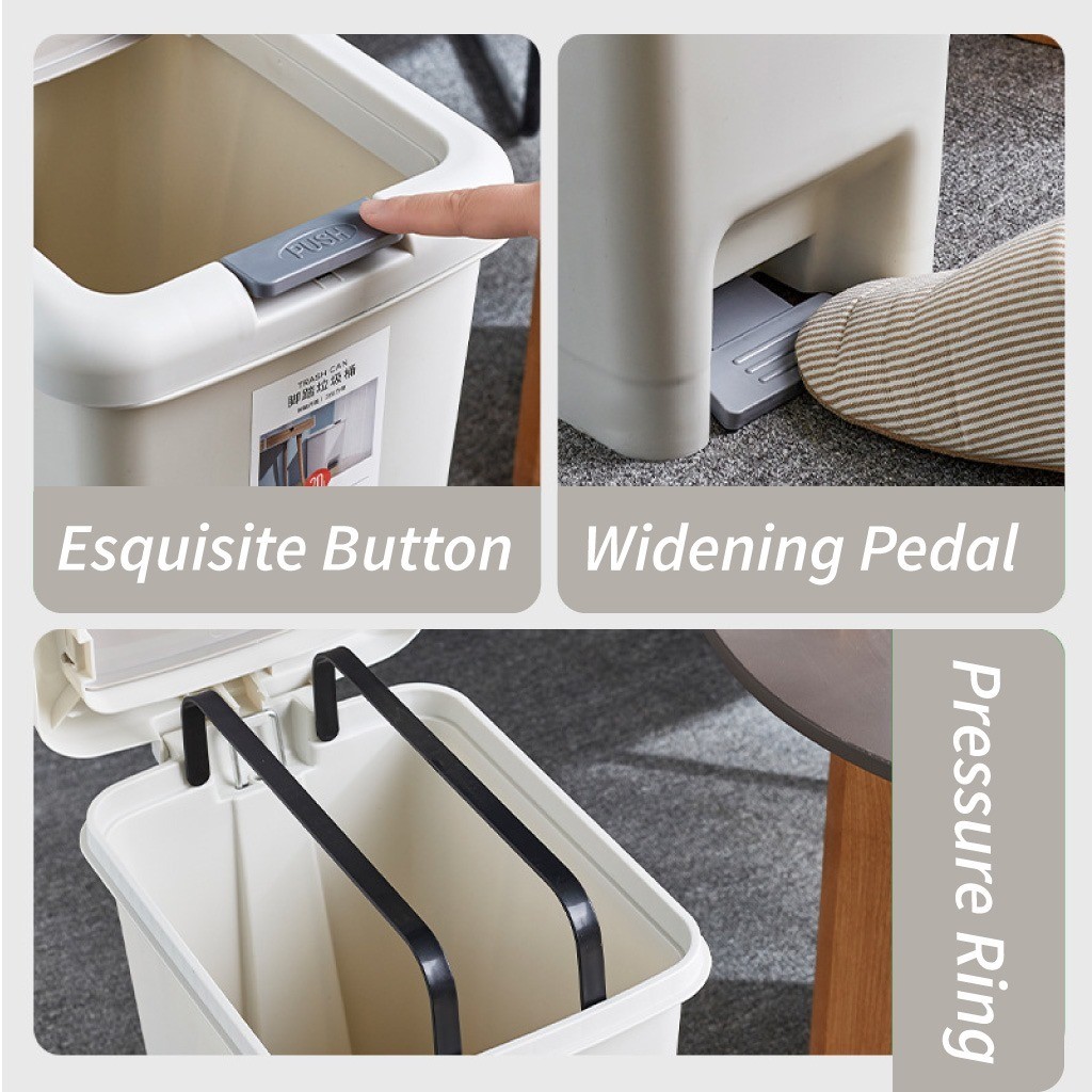 X-Mart Pedal Trash Can 6.5L - 30L Plastic Pressing Type Bucket Square ...
