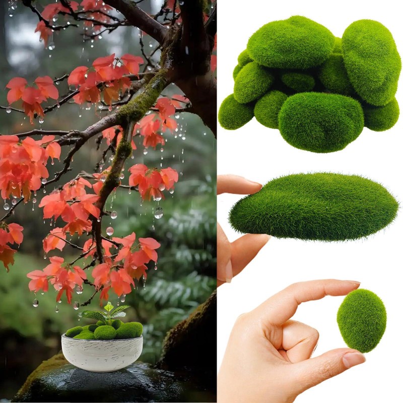 20Pcs Simulation Micro Landscape Moss Stone Artificial Foam Green ...
