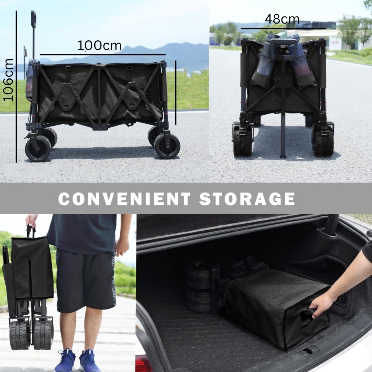 500L Wagon Trolley Heavy Duty Outdoor Camping Wagon Trolley Foldable ...