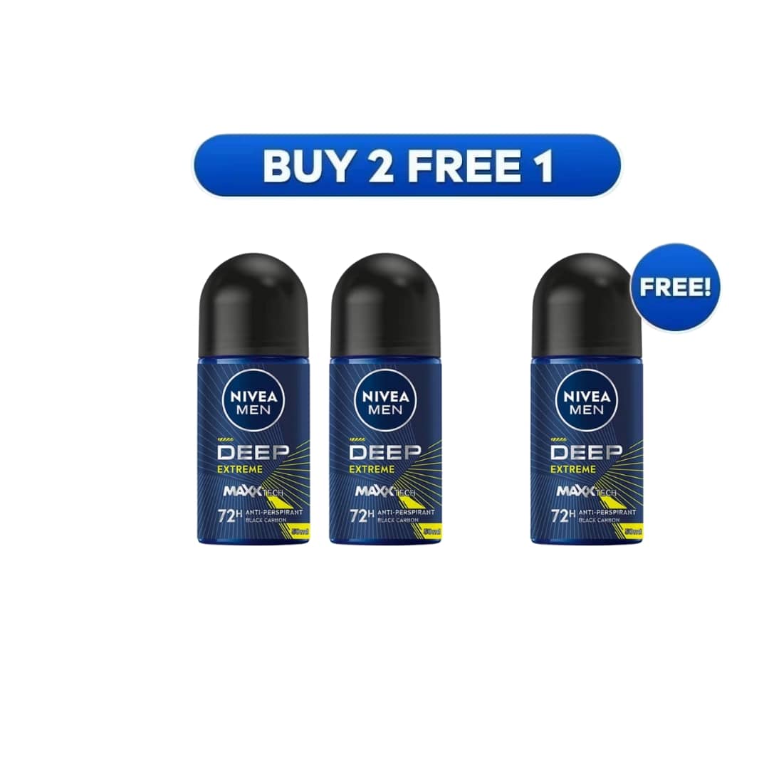 NIVEA MEN Deodorant Male Roll On Deep Extreme ( 3x50ml ) | Shopee Malaysia