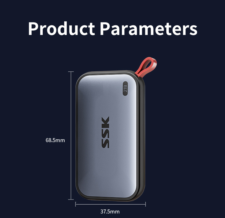 SSK Ultra Portable External SSD Storage USB Type C 3.2 Gen 2x2 (2000Mb ...