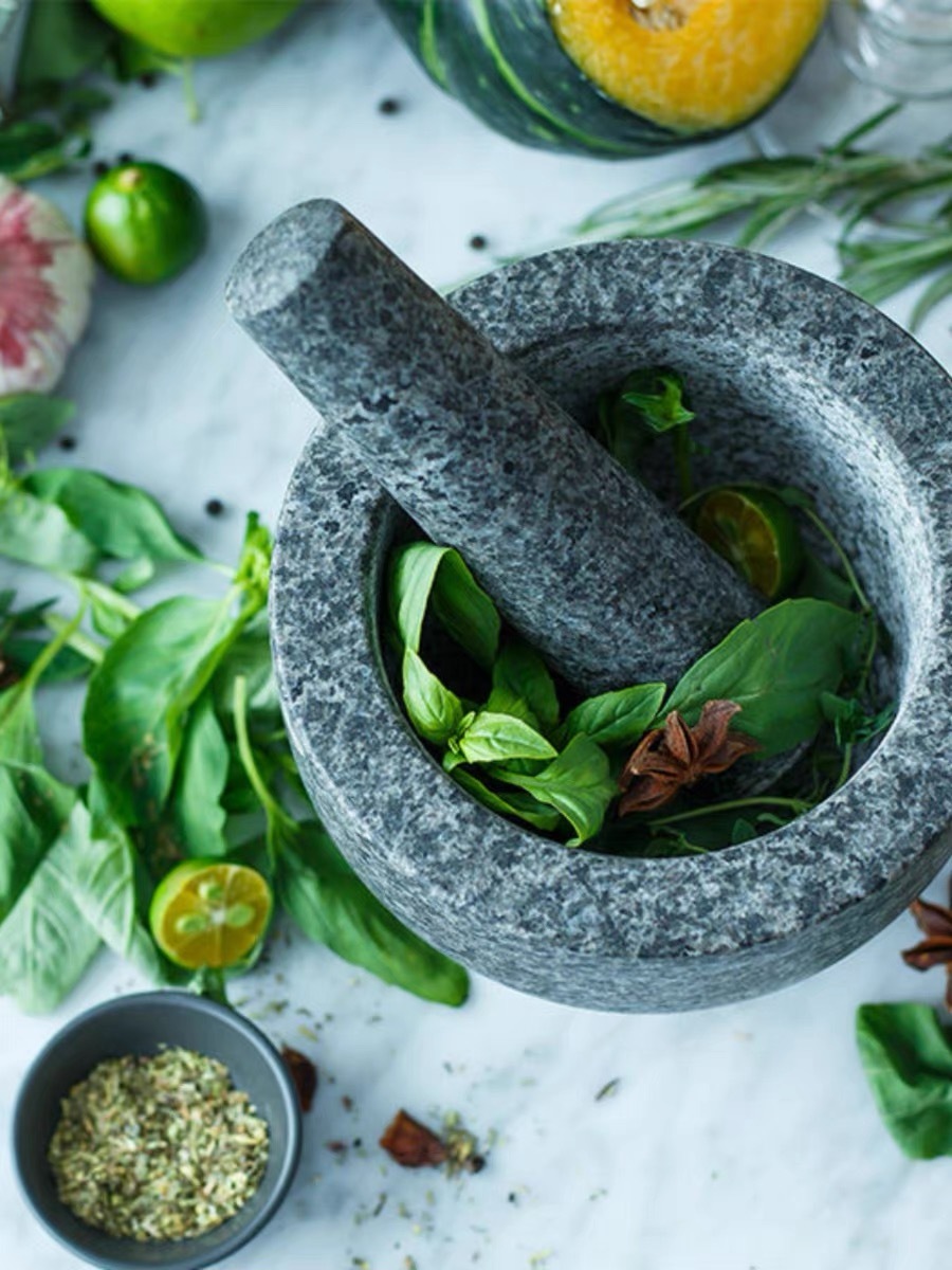 Lesung Batu Asli Batu Tumbuk Dapur Batu Gesek Natural Stone Mortar and ...