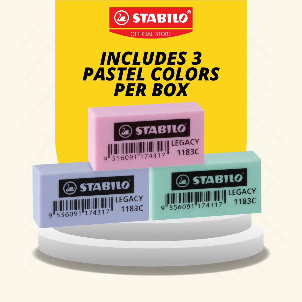 STABILO LEGACY Colorful Eraser Box of 50 PCS | Shopee Malaysia