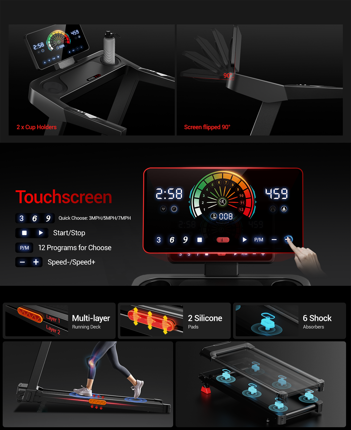 MY-HI Q8 Inclination Treadmill Multi-Function Machine Foldable APP ...