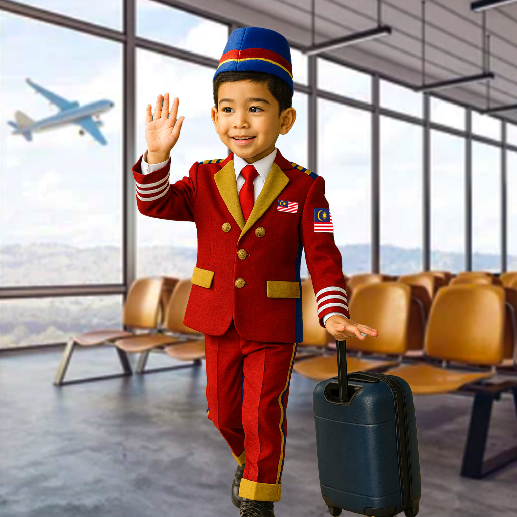 Baju Set Pilot Wira Merdeka Budak Lelaki (FREE Lencana Jalur Gemilang ...