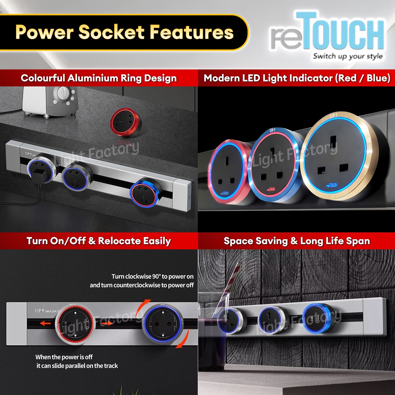 🔥SIRIM🔥 RETOUCH Power Track 32A Power Line Power Rail Power Track ...