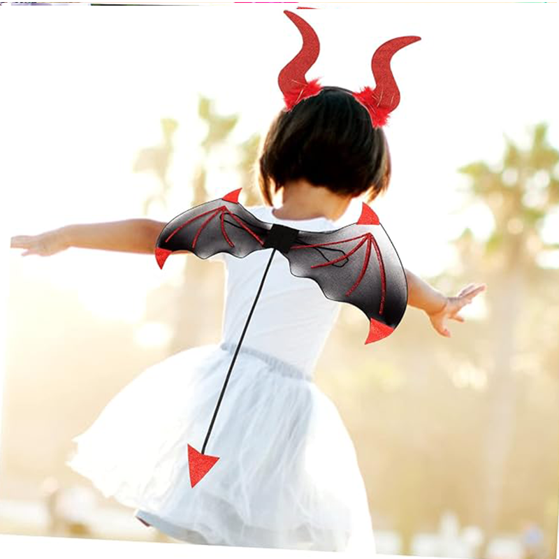 MYLITTLELASS Halloween Costume Devil Girls Wings Costume with Devil ...
