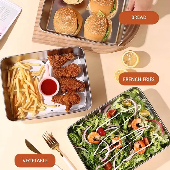316 Stainless Steel Box With Lid Food Container Grill Tray Crisper ...