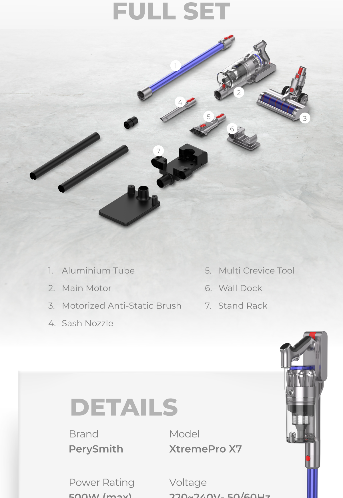 PerySmith Cordless Vacuum Cleaner Sonic Pro Core Series X7 | Shopee ...