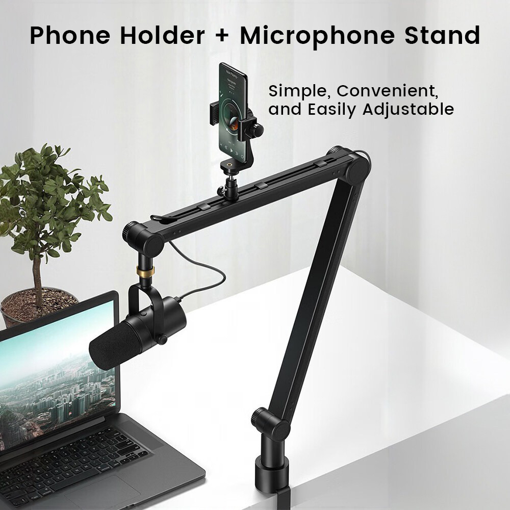 Adjustable Mic Stand Phone Holder Extendable Desk Clamp Microphone Arm ...