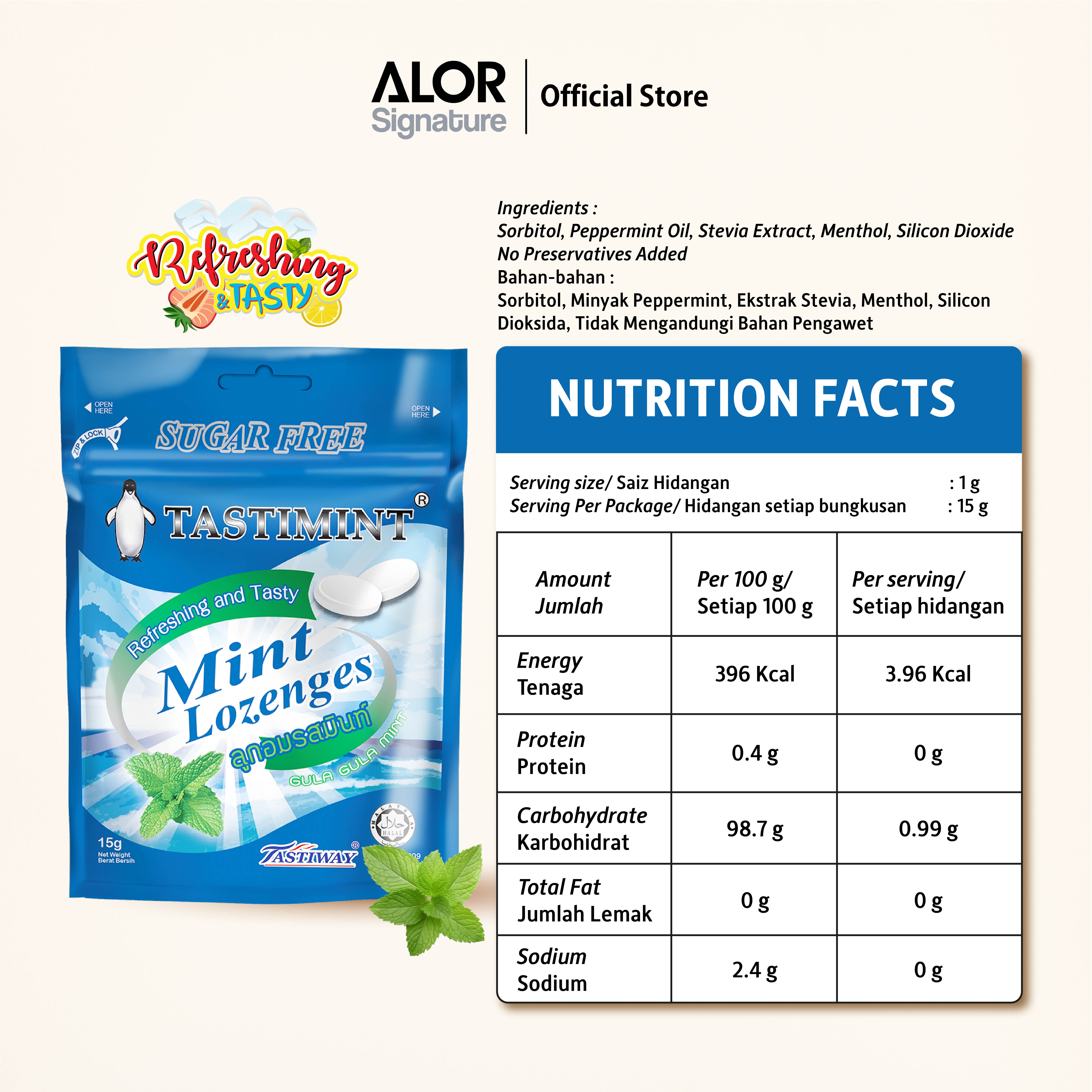 Tastimint Lozenges Tanpa Gula (15g/peket)/ Tastimint Sugar Free ...