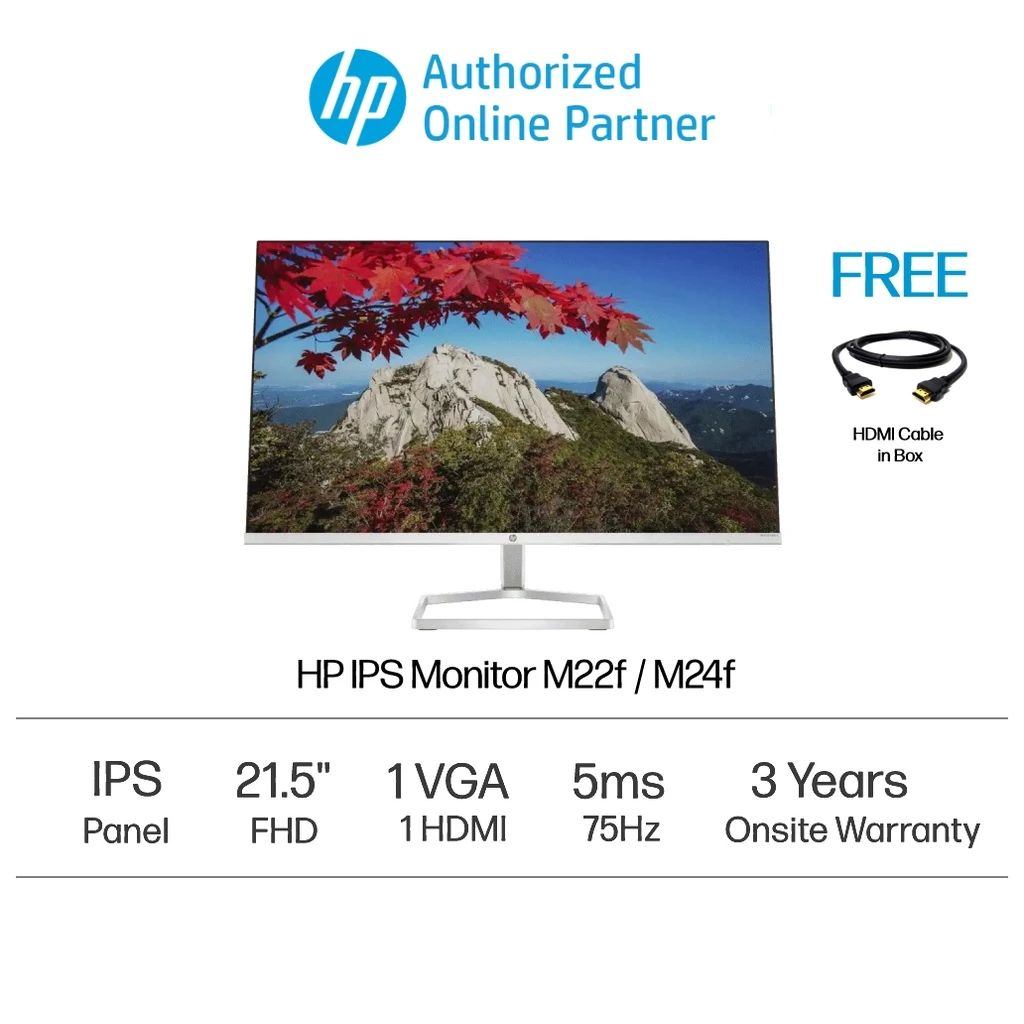 HP M22f FHD Monitor / 21.5" IPS display / 3-sided micro-edge bezel ...