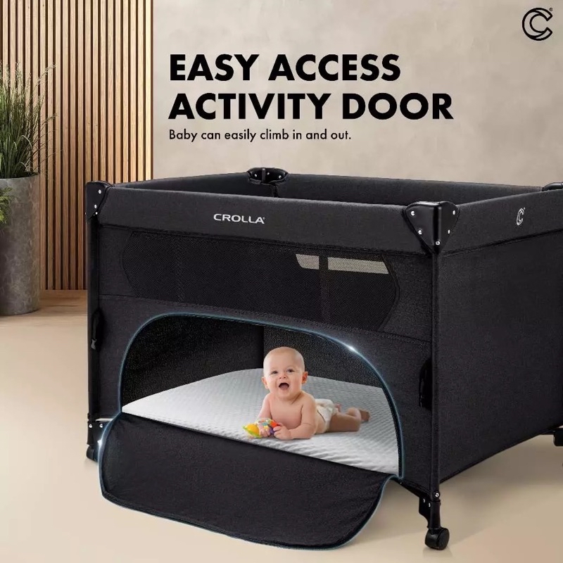 Crolla Ally Two Tone Foldable Baby Playpen with Sliding Door | Newborn ...