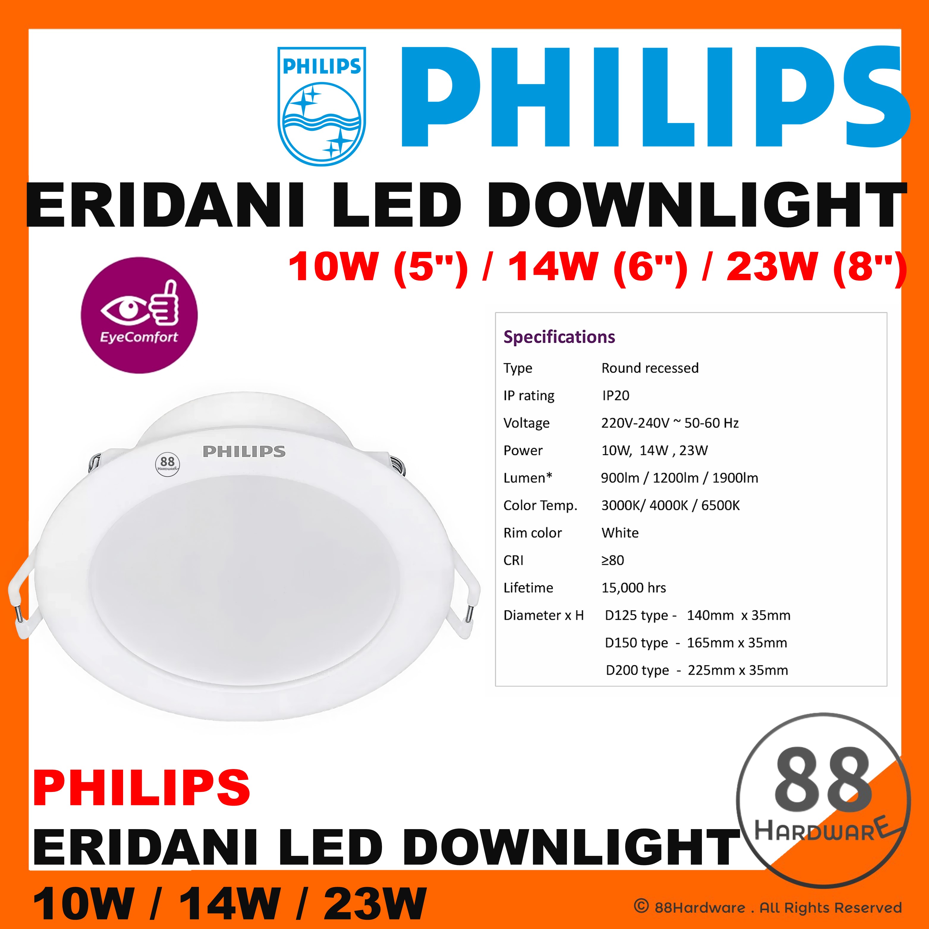【100%ORI】*ready stock Eridani PHILIPS led downlight lampu downlight ...