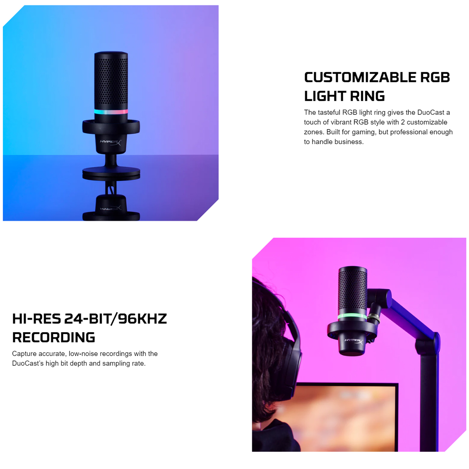 HyperX DuoCast USB Microphone with RGB Lighting | Tap-To-Mute Sensor ...