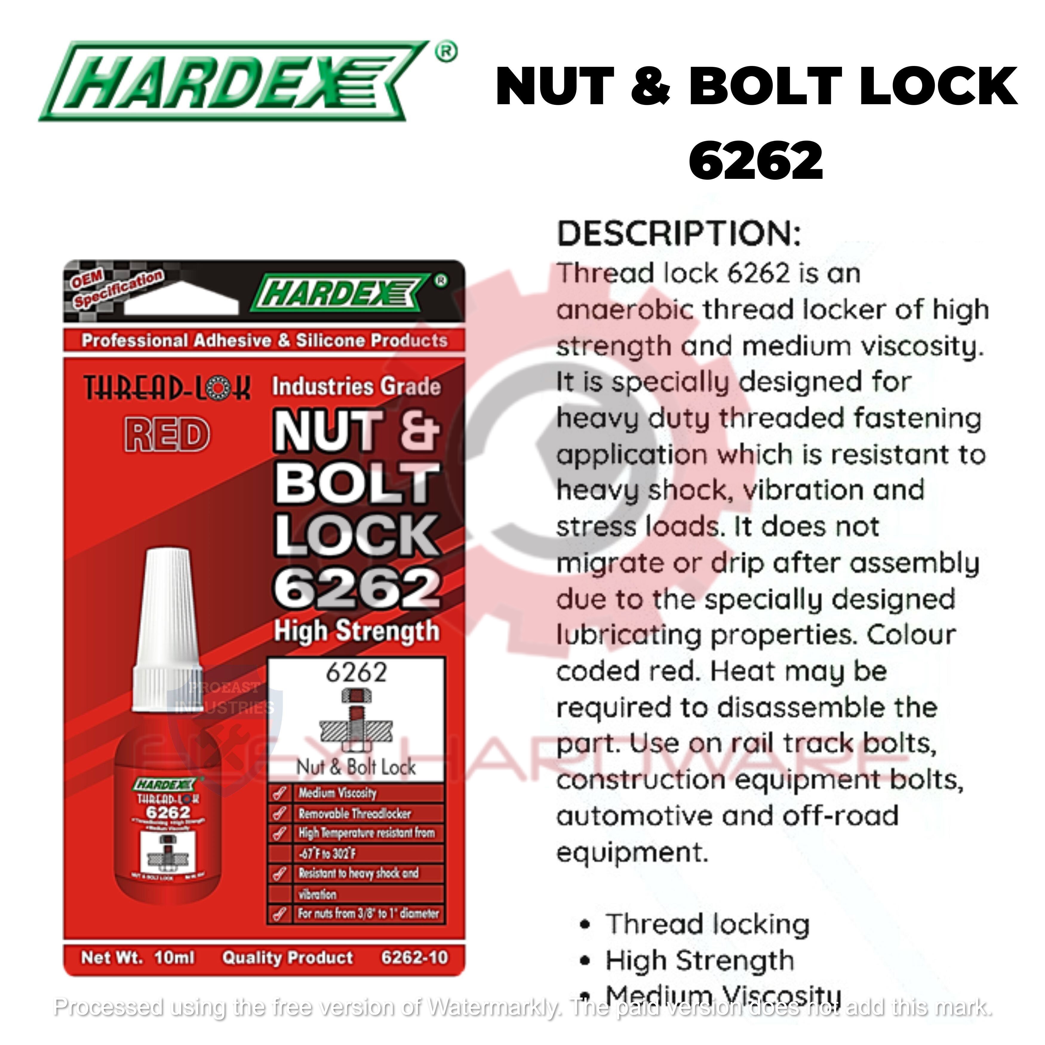 (BLUE/RED) HARDEX 6242 / 6262 NUT LOCK THREAD LOCKER MEDIUM HIGH ...