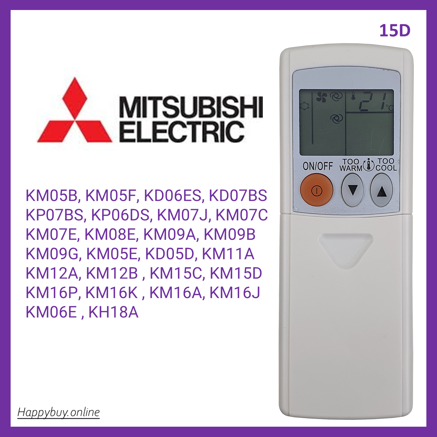 Mitsubishi Electric Air conditioner Remote Control 15D Remote Aircond ...
